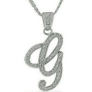 Jewelry | Letter G Cursive Initial Cz Pendant | Poshmark